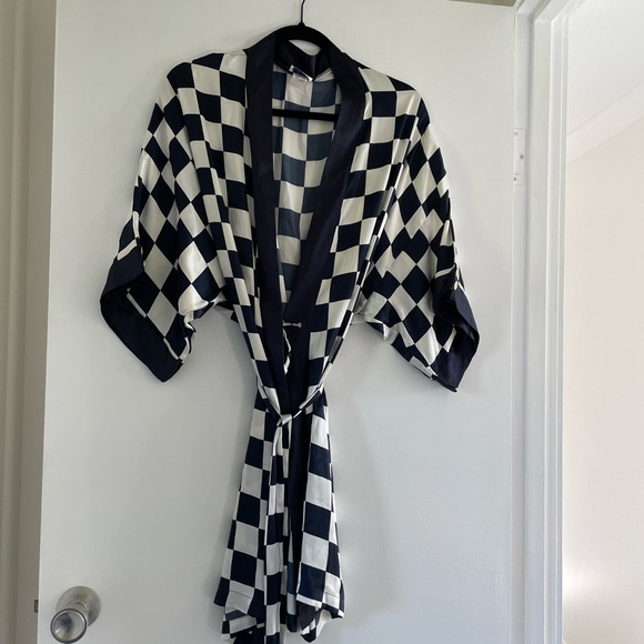 Vintage | Intimates & Sleepwear | Vintage Checkered Silky Robe | Poshmark